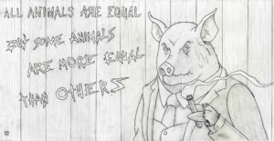Animal Farm: Napoleon 33″ x 17″ Pencil on Board – Jason Lenox